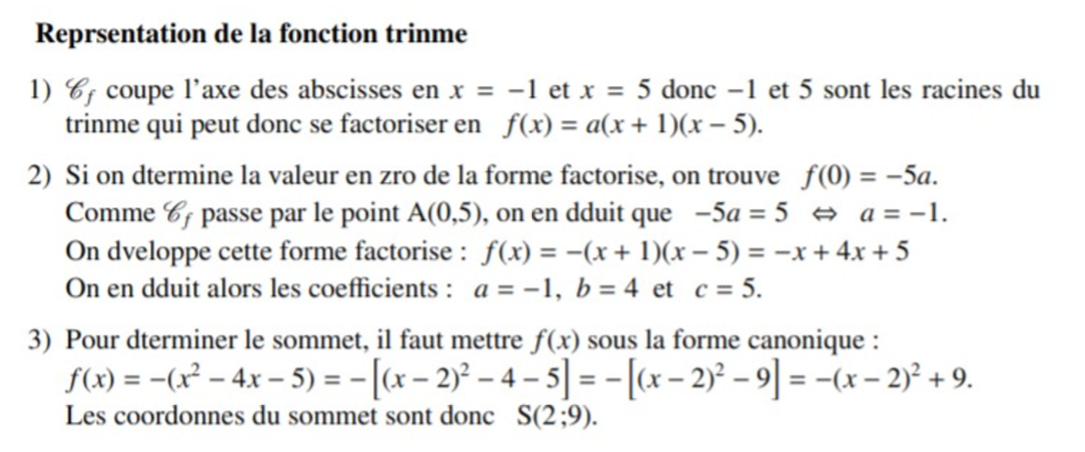 Exercice 3 - Représentation graphique d'un trinôme [Exercices de ...